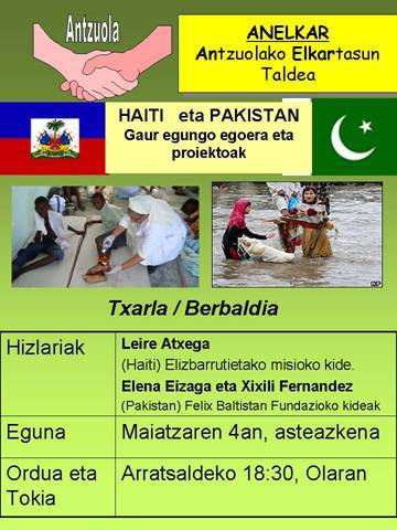 Hitzaldia eguaztenean: 'Haiti eta Pakistan, gaur egungo egoera eta ...